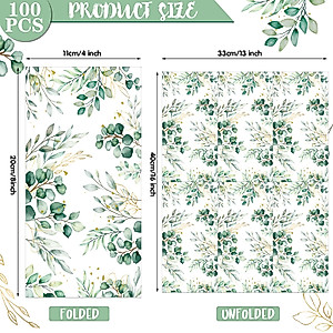 100 Pcs Eucalyptus Napkins 3 Ply Disposable Eucalyptus Leaf Paper Green Leaves Guest Towels Cocktail Napkins Greenery Paper for Home Party Birthday Baby Shower(8 x 4.3 Inch Folded)