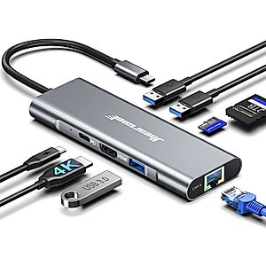 Hiearcool USB C Hub Ethernet,4K@60 USB C to HDMI Hub,8in1 Multi-Port USB C Adapter Type C Dock Dongle Compatible for MacBook Pro Air iPad Dell Lenovo