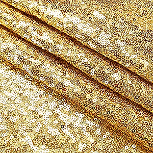 HELAKU Gold Sequin Backdrop Curtains - 2 Packs of 2.5x8ft Gold Glitter Curtains Sparkly Sequin Background for Wedding Birthday Baby Shower Decor Gold Sequence Backdrop Drapes