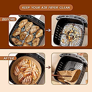 Air Fryer Disposable Paper Liner, 100PCS Non-stick Disposable Liners, Baking Paper for Air Fryer Oil-proof, Water-proof, Food Grade Parchment for Baking Roasting Microwave (100Pcs-6.3 inch)
