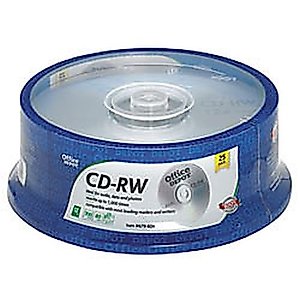 Office Depot Brand CD-RW Rewritable Media Spindle, 700MB/80 Minutes, 12x, Pack Of 25