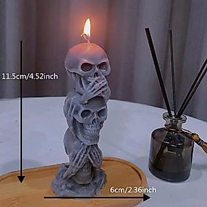 Finymk Halloween Candle, Halloween Skeleton Candle Scary Halloween Home Decor 100% Natural Material Big Skull Candle Use for Home Halloween Party Room Table Decoration