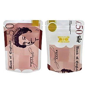 Generic 100 Pack Mylar Bags 3.5, Money Designed Bags, Resealable Storage Baggies, 3.5 Gram Snack Candy Bags, 3.5 x 4.75 inches, Red