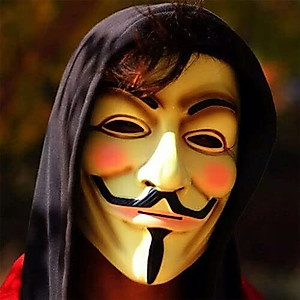 ZLLJH V For Vendetta Hacker Mask for Halloween Party Cosplay Costume