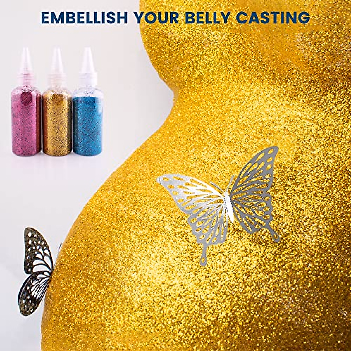 Olicard Belly Casting Kit Pregnancy, Belly Cast Kit for Expecting Mothers, Pregnancy Belly Mold Casting Kit, Unique Keepsake for Pregnant Belly, Perfect Baby Shower & Pregnancy Gifts (Glitter)