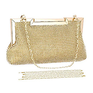 Selighting Women's Rhinestones Crystal Evening Bags Clutches Formal Wedding Clutch Purse Prom Cocktail Party Handbags (One Size, Gold)