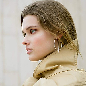 Shegirl Bar Hoop Earrings Big Round Circle Earrings Geometric Circle Stick Earrings Gold Fashion Jewelry for Women Gift (Gold)