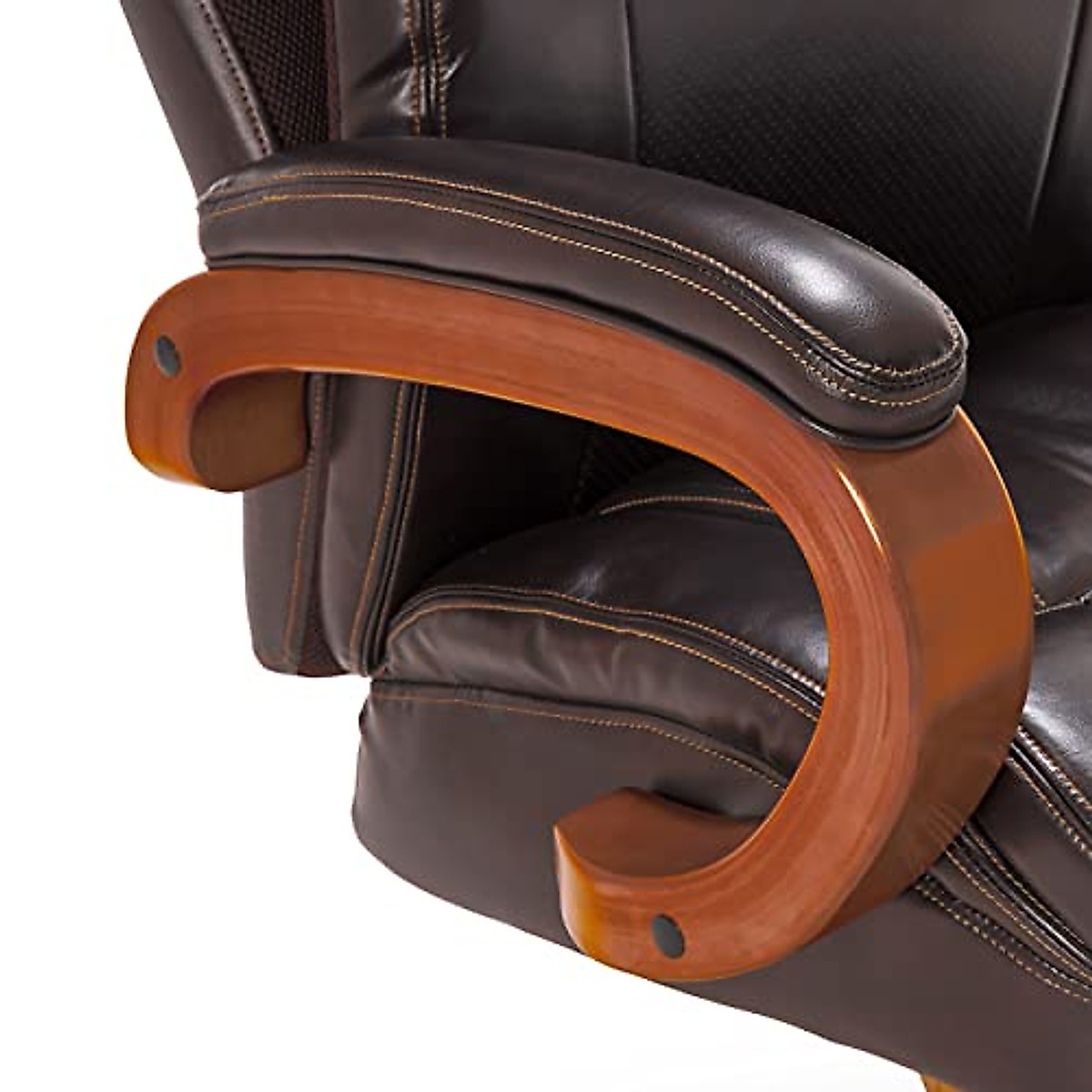 La-Z-Boy Trafford Big and Tall Executive Office Chair with AIR Technology, High Back Ergonomic Lumbar Support, Bonded Leather, Brown