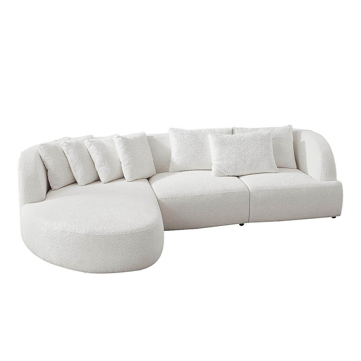 KEVINSPACE 116.14" Modern Sofa Couch Curved Sofa Cloud Couch Sectional Sofa Corner Sofa for Living Room Mid-Century Comfy 5-Seater Sofa Deap Seat Sectional Sofá with 7 Pillows Beige Left Hand Facing
