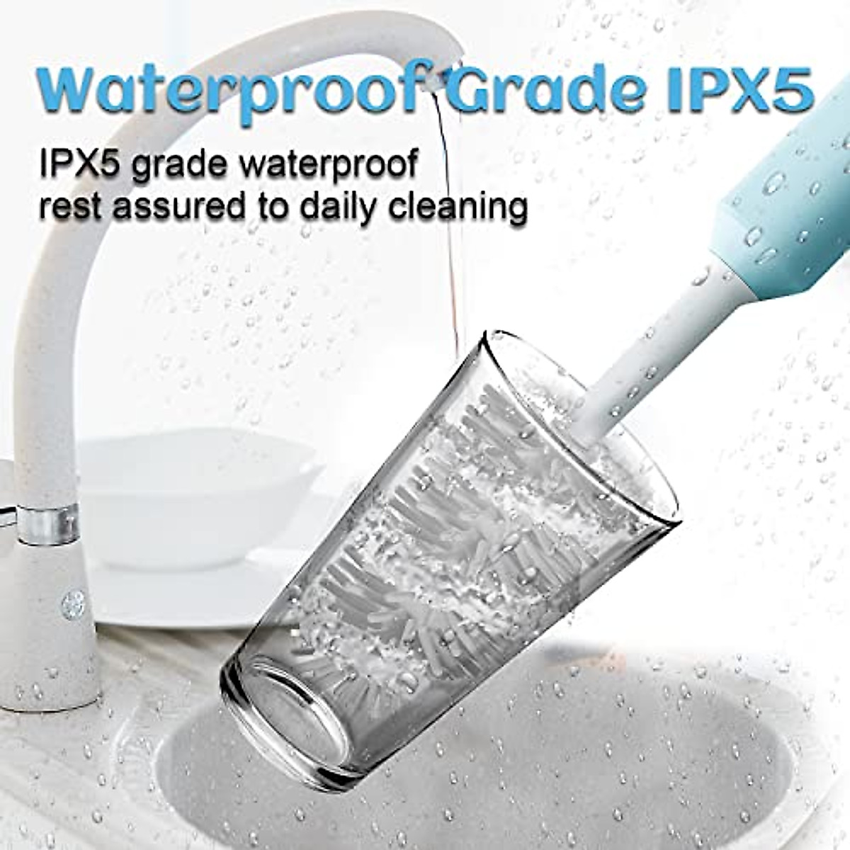 DCLIKRE Electric Baby Bottle Brush Cleaner, Rechargeable Silicone Brushes Set with Replaceable Brush Head, Cup Washer for Water/Milk Bottles Cleaning, Gifts for New Mom