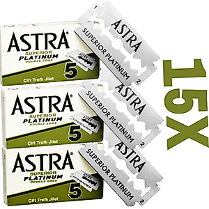 Astra Superior Premium Platinum Double Edge Safety Razor Blades, 5 Count (Pack of 3)