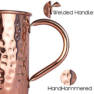 Moscow-Mix Moscow Mule Mugs Set of 2 Copper Cups - 100% Copper Mugs for Moscow Mules and Whisky Mules - Hammered Copper Cups Includes Copper Shot Glass for Party - Includes Premium Gift Box