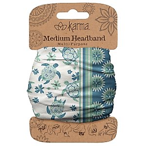 Karma Turtle Headband for Women - Medium - Fabric Headband and Stretchy Hair Scarf - White/Blue