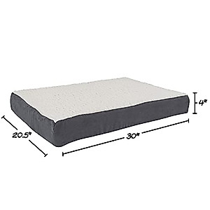 PETMAKER Orthopedic Dog Bed - 2-Layer 30x20.5-Inch Memory Foam Pet Mattress with Machine-Washable Sherpa Cover for Medium Dogs up to 45lbs (Gray)