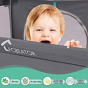 LFCREATOR Baby Playpen,71” x 60” Large Playpen for Babies and Toddlers with Soft Breathable Mesh,Safety Play Center Yard for Indoor&Outdoor,Sturdy Safety Baby Fence Play Area with Gate， Grey