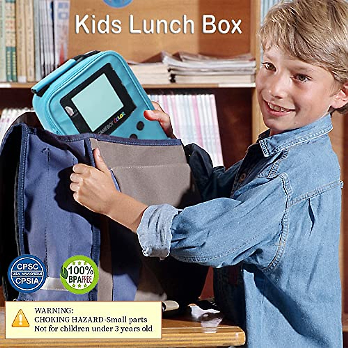 Tongtai Kids Lunch Box,Boy Insulated Lunch Boxes Game Leather Lunch Bag for School,Thermal Meal Cooler Lunch Bags for Boys Girls Kids Toddler Teen