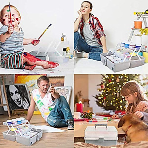 WEWLINE 3-Layers Plastic Portable Storage Box,Household Plastic Craft Supply Box with Handle,Multifunctional Storage Boxes for Children Student,Perfect for Home Office