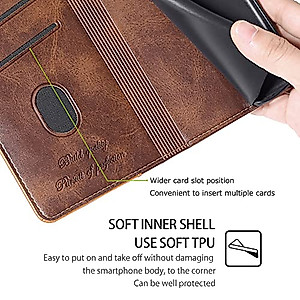 Fansipro Wallet Folio Case for Samsung Galaxy S9 Plus, Premium PU Leather Slim Fit Cover for Galaxy S9 Plus, 2 Card Slots, Friendly Fit, Brown & Golden