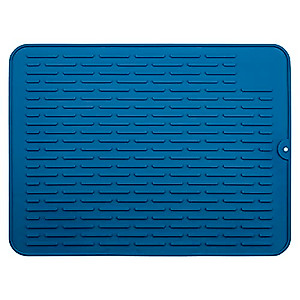 Smithcraft Silicone Dish Drying Mat, Non-Slip Small Sink Mats Drying Mat 15.75x11.81 Inches, Durable Dish Drainer Mat, Heat Resistant Mat Kitchen Pad, Bar Mat Countertop Protector Dry Mat Navy Blue