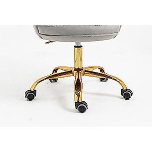 ZOBIDO Comfy Home Office Task Chair with Wheels, Cute Modern Upholstered Velvet Seashell Back Adjustable Swivel Vanity Desk Chair, for Women, for Girls, Living Room, Bedroom (Grey)