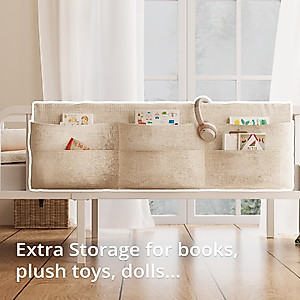 LIKIMIO Twin Bed Frame with Bedside Caddy and Guardrail, Durable Metal Platform Bed, Noise-Free No Box Spring Needed, White