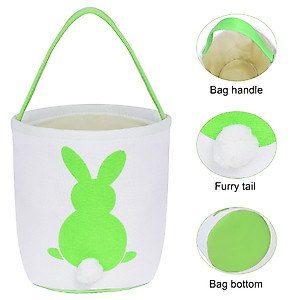 Easter Basket Plain Soft Cloth Bucket Bunny Egg Hunt Canvas Small Collapsible Cheap Bag Gift Bulk Empty