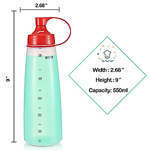 oiununo Squeeze Bottles Wide Mouth - Pack of 2 Condiment Bottle Squeeze BPA free for Chunky Sauces, Resin, Crafts, Condiment Squeeze Bottles 550 mL/19 oz. (Red)