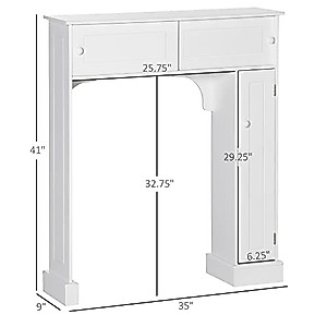HOMCOM Freestanding Over The Toilet Bathroom Cabinet with Adjustable Shelves, Toilet Rack, Space Saver, Wooden Bathroom Storage Organizer