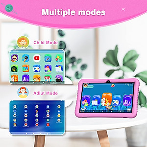 TOSCiDO 10 inch Kids Tablet, Tablet for Kids, Android 11, 32GB ROM, Quad Core Processor, 1280 * 800 IPS HD Display, Parental Control, WiFi, Dual Cameras with T201 Kids Tablet Case - Pink