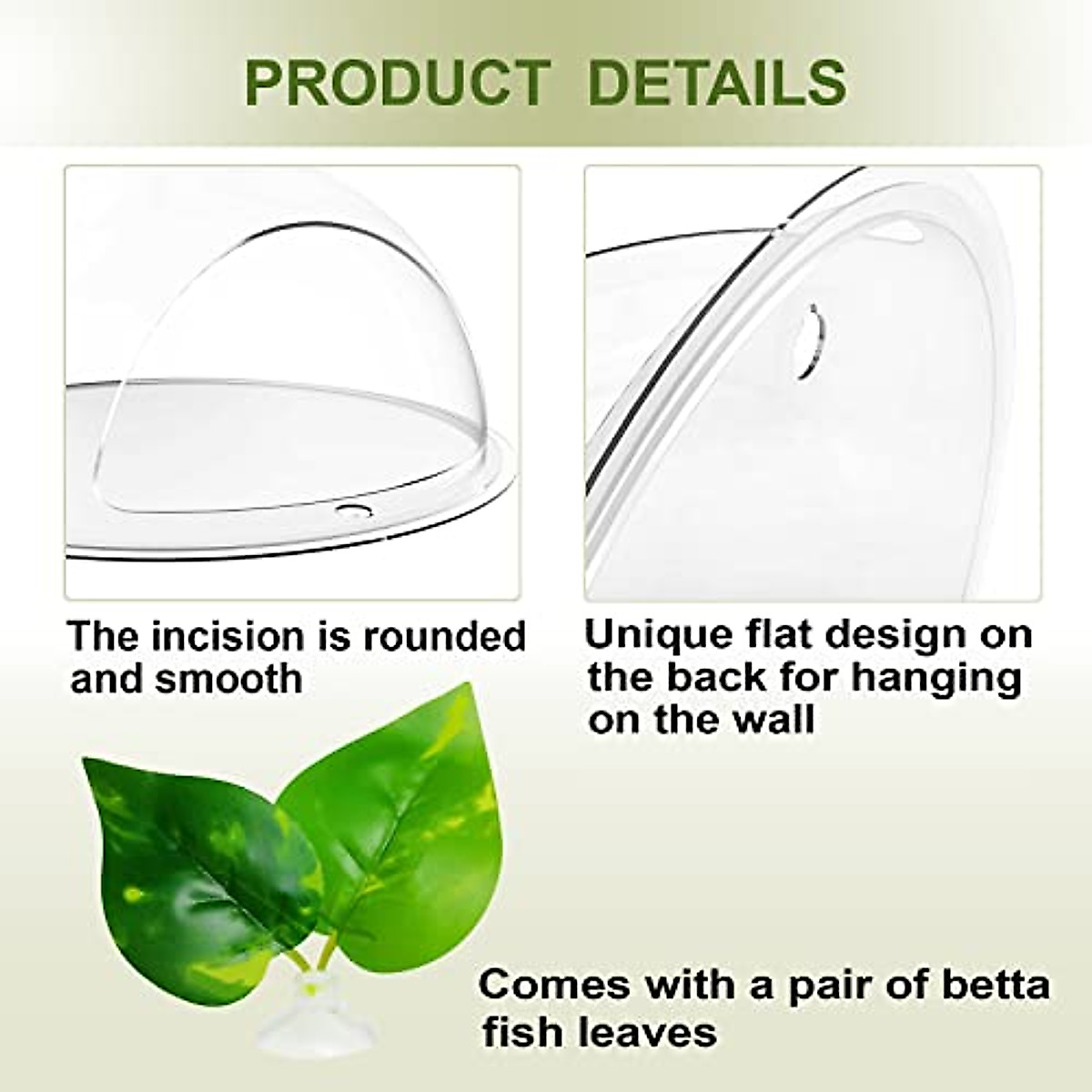 Noodoky Betta Fish Tank Bowl 11.8in, Wall Mounted Beta Fish Small Aquarium, Hanging Plastic Wall Decor for Plant Fish Ecosphere(1 Gallon)