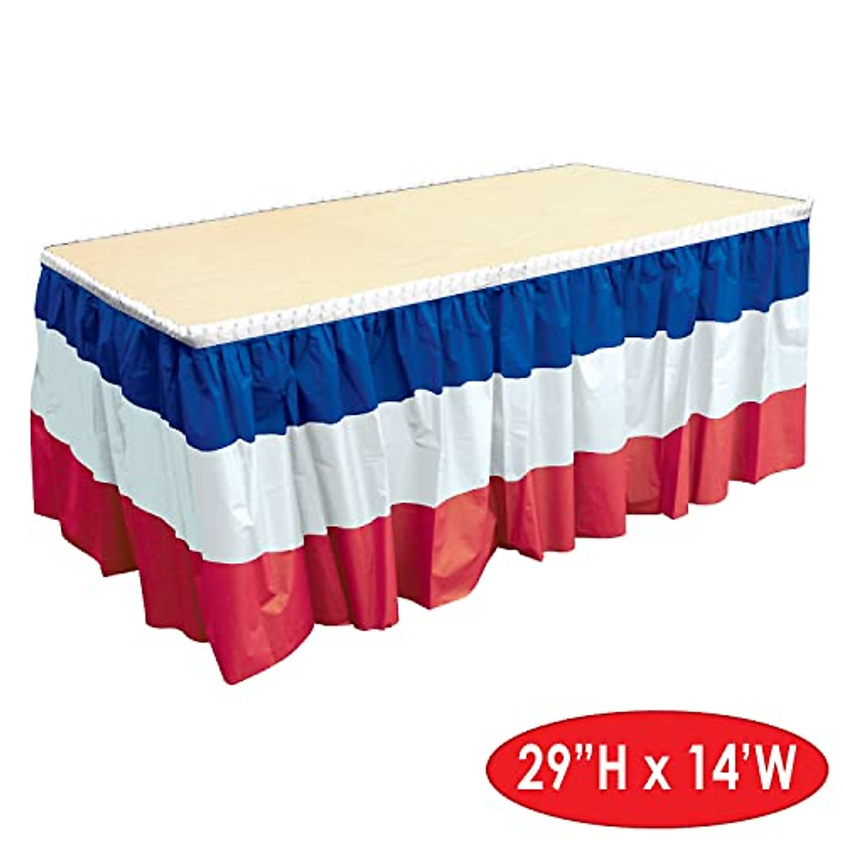 Beistle Patriotic Table Skirting, 29" x 14', Red/White/Blue
