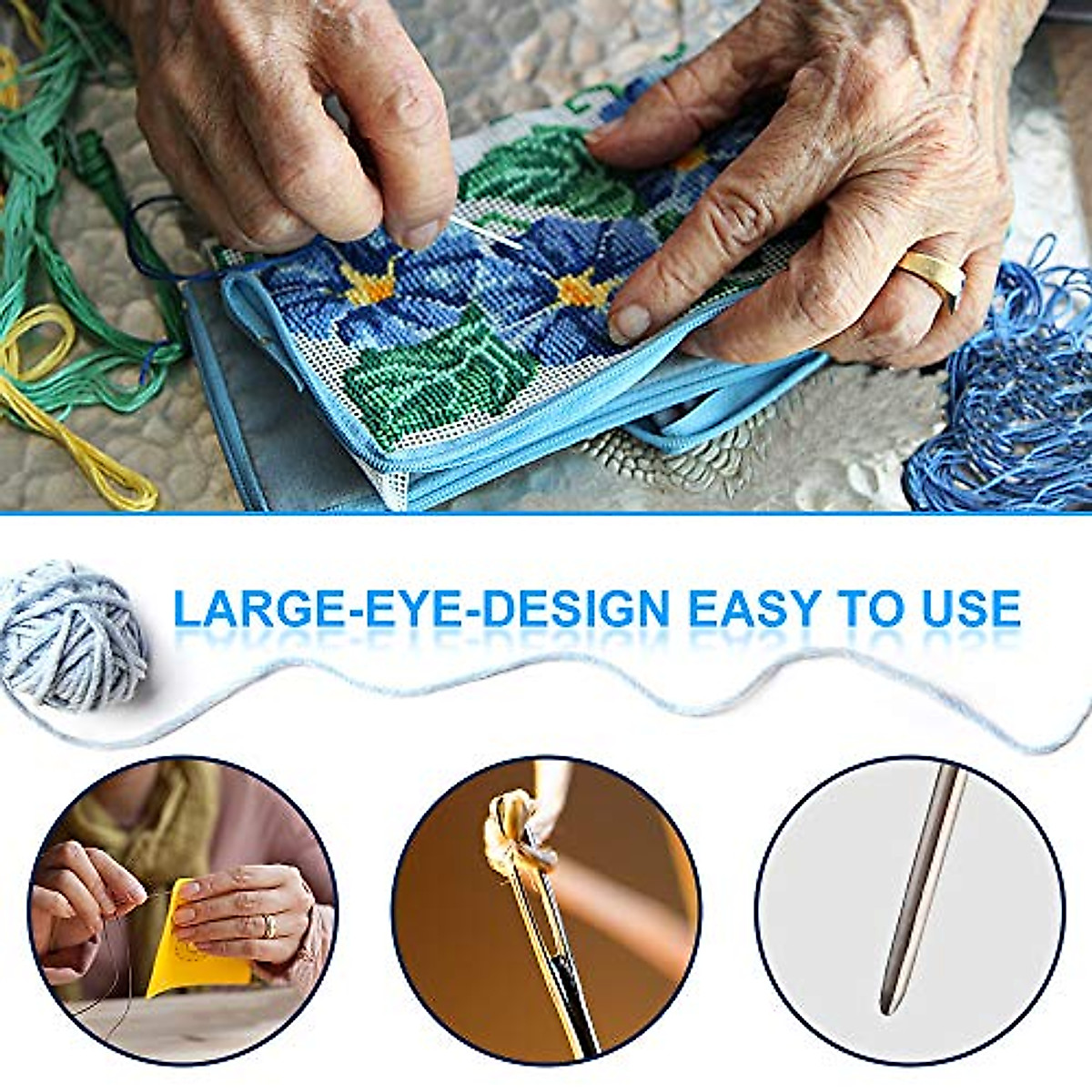 Vodiye 37 PCS Crochet Hooks Set, High Quality Coloured Aluminum Ergonomic Handle Crochet, Hook Needles for Arthritic Hands, with Stitch Markers and Large-Eye Blunt Needles