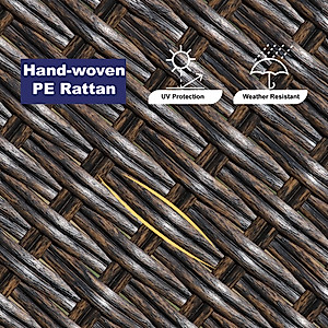 MIXPATIO Outdoor Patio Dining Set, 7 Pcs Patio Furniture Dining Table Chair Set, 6 Rattan Chairs and 1 Metal Dining Table(1.9" Umbrella Hole), for Lawn, Garden, Yards, Poolside