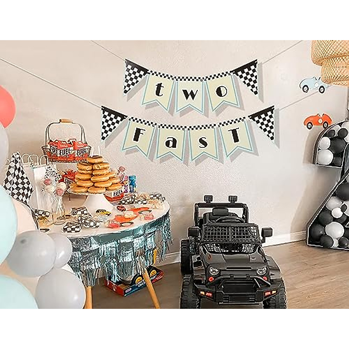 Two Fast Birthday Decorations - Two Fast Banner Racing Car Birthday Party Supplies 2nd Birthday Banner