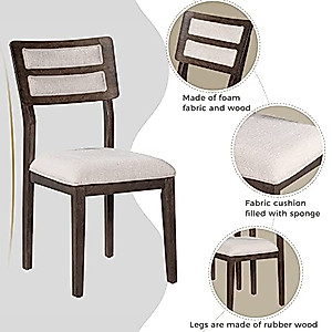 Goozio Piece, Wood Dining 4 Upholstered Chairs and Bench with Cushion, Classic Traditional Style Kitchen Table Set for 6 Person,Espresso