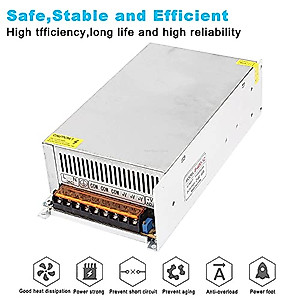 EAGWELL 48V 1200W DC Universal Regulated Switching Power Supply, 25A, 96-130V AC to DC 48 Volt LED Driver, Converter, Transformer for LED Strip Light, CCTV, Computer Project, 3D Printer