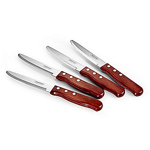 Tramontina P-500DS Porterhouse Stainless Steel 4-Piece Steak Knife Set, Rounded Tip, Polywood Handle, Made in Brazil
