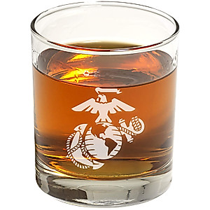 US Marine Corps Whiskey Glass (Set of Two) – Marine Corps Engraved Exquisite Whiskey Glass - Gifts for Whiskey Lovers - Marine Corps Present for Retirement, Birthday – Marine Corps Home Décor