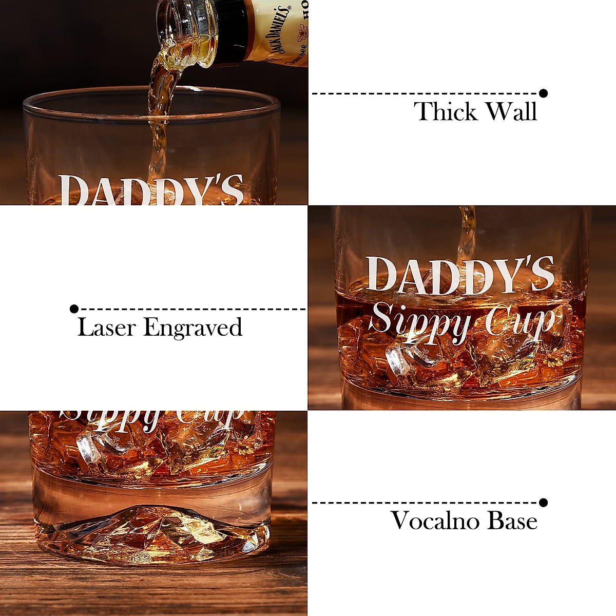 Gifts for Dad Men Valentines Day, Daddy's Sippy Cup Whiskey Glass, Funny Birthday Gag Dad Husband Gifts Ideas from Daughter Son Kids, Stocking Stuffers, Bourbon Scotch Gifts for Expecting Father