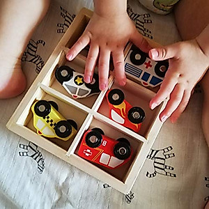 NIMNIK Wooden Cars for Toddlers Bus Engine Emergency Vehicles | Small Cars, Mini Transportation Vehicles | Educational Toy for Early Learning for 3-10 Year Olds