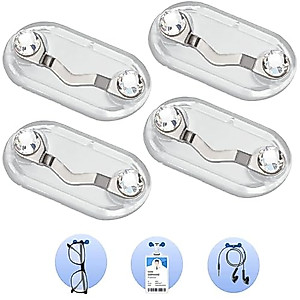 4 Pack Magnetic Badge Holder for Shirt Magnetic Eyeglass Holder Sunglasses Holder Stand Magnetic Name Tags for Clothes (Silver & Crystals)