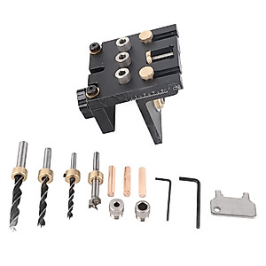 3-in-1 Pocket Hole Jig Kit, Woodworking Doweling Jig Set with Clear Scale, Dowel Drill Guide Kit for Puncher Locator Carpentry Woodwork
