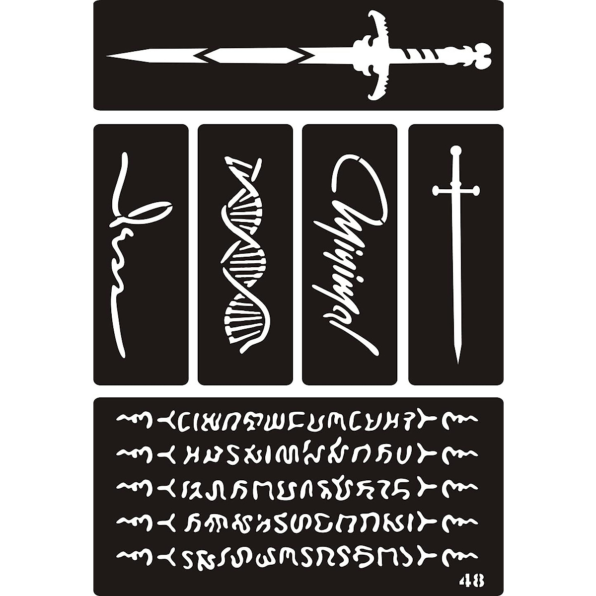 Kotbs 6 Sheets Henna Tattoo Stencil Kit, 52pcs Cross Sword Arrow Patterns Temporary Glitter Airbrush Tattoo Stencils Arabian Tattoo Stickers for Face Paint Body Art