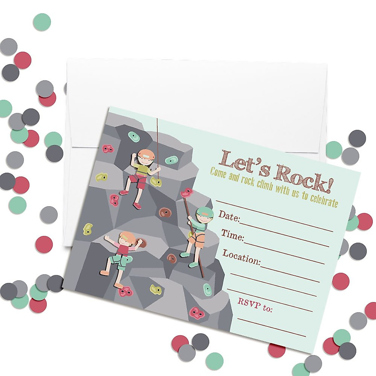 Amanda Creation Rock Climbing Birthday Party Fill in Invitations set of 20 with envelopes