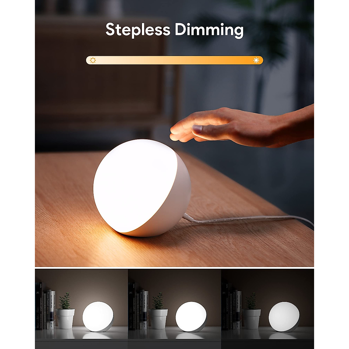 Hifree Touch Night Light, RGB Color Changing Small Table Lamp for Bedroom, Dimmable Bedside Lamp for Kids, LED Touch Control Warm & White Nightstand Lamp with Memory Function