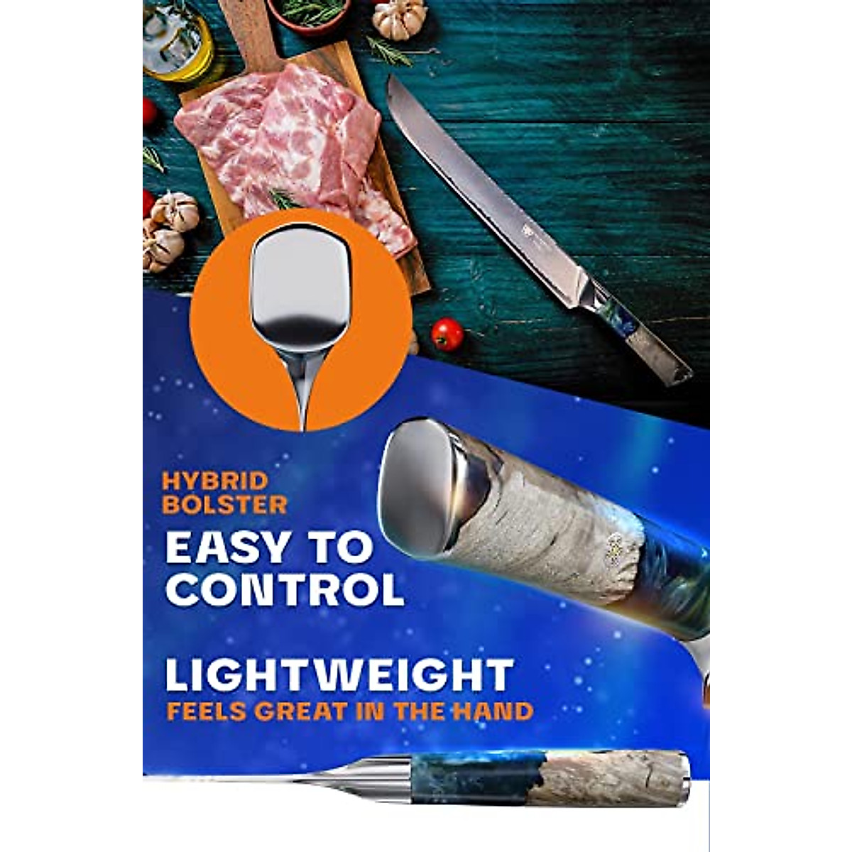 Dalstrong Slicing & Carving Knife - 12 inch - Valhalla Series - 9CR18MOV HC Steel - Celestial Resin & Wood Handle - Razor Sharp Kitchen Knife - w/Leather Sheath