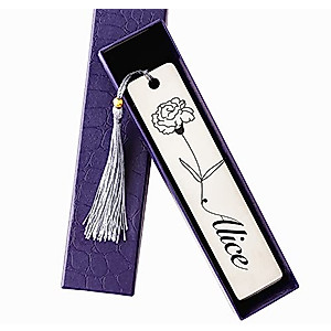 Customize Birth Flower Name Bookmarks, Personalized Custom Metal Bookmarks Gifts for Women Girls Girlfreind (Custom Metal Bookmarks)