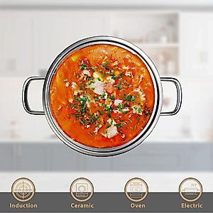 SHEUMNT Stainless Steel pots and pans set, 6 PCS Nonstick Induction Kitchen Cookware Set, Works with Induction/Electric and Gas Cooktops, Nonstick, Oven Safe, Camping Cookware