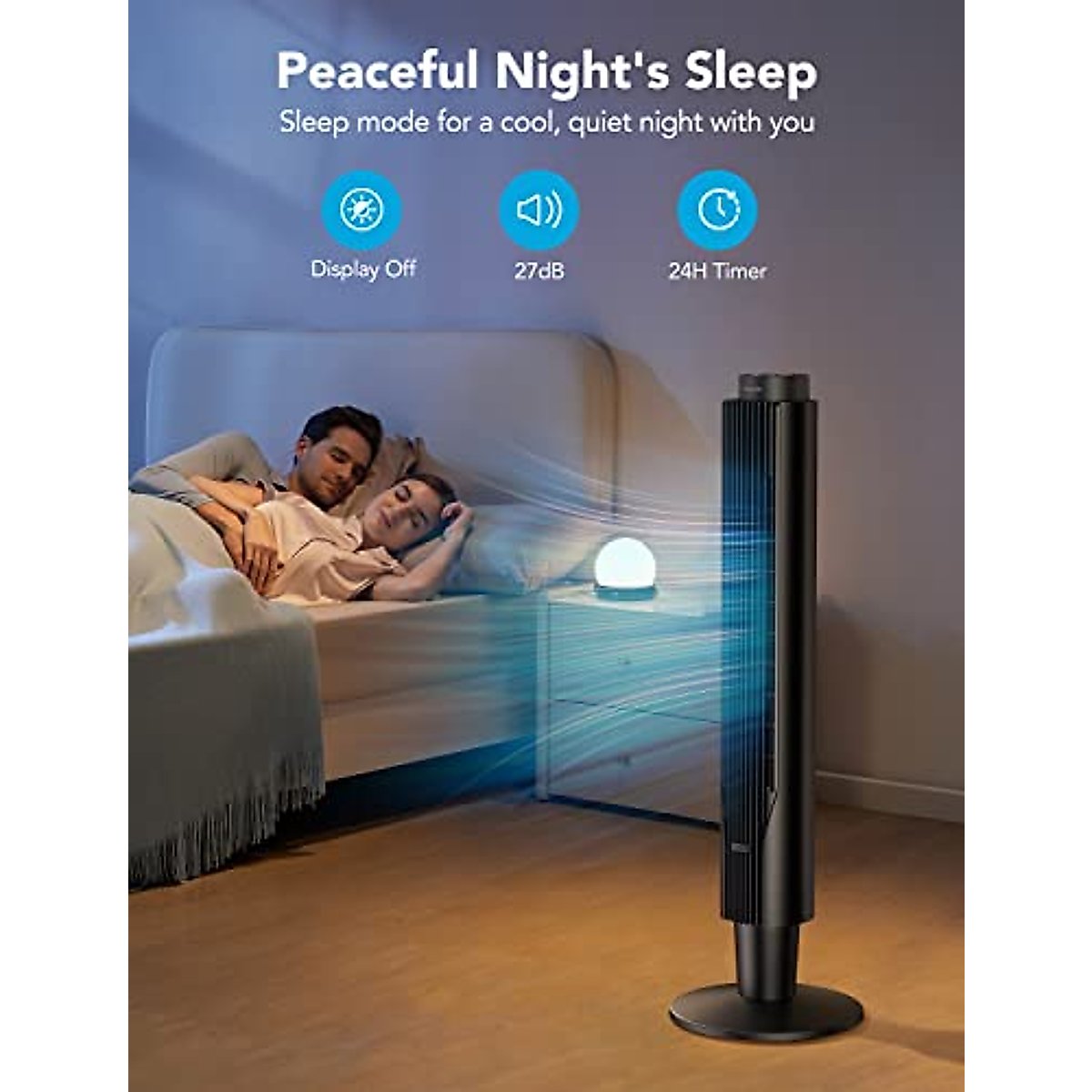 GoveeLife Smart Tower Fan 2023 Upgraded, 42 Inch WiFi Fan with Aromatherapy and Temp Sensor, Oscillating Fan with 8 Speeds 4 Modes up to 25ft/s, 24H Timer Fan Tower, 27dB Quiet Floor Fan for Bedroom