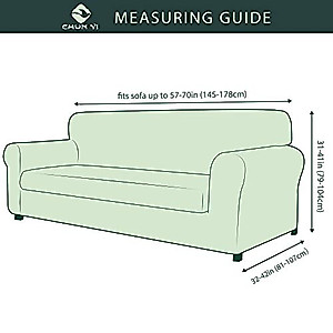 CHUN YI Stretch Loveseat Sofa Slipcover 2 Piece Sofa Cover, 2 Seater Couch Slipcover Coat Soft Washable Furniture Covers with Elastic Bottom, Checks Spandex Jacquard Fabric, Medium, Yellow Green